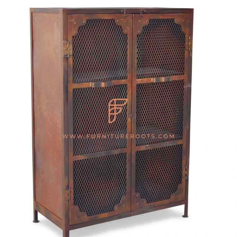 Buy FR Cabinets Series Metal Mesh Display Cabinet in Brown Rust Finish ...