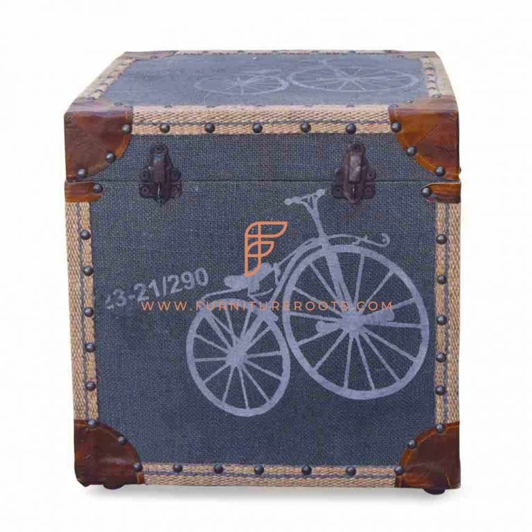 Duel Shade Canvas Box Pouf - Vintage Furniture 0nline India