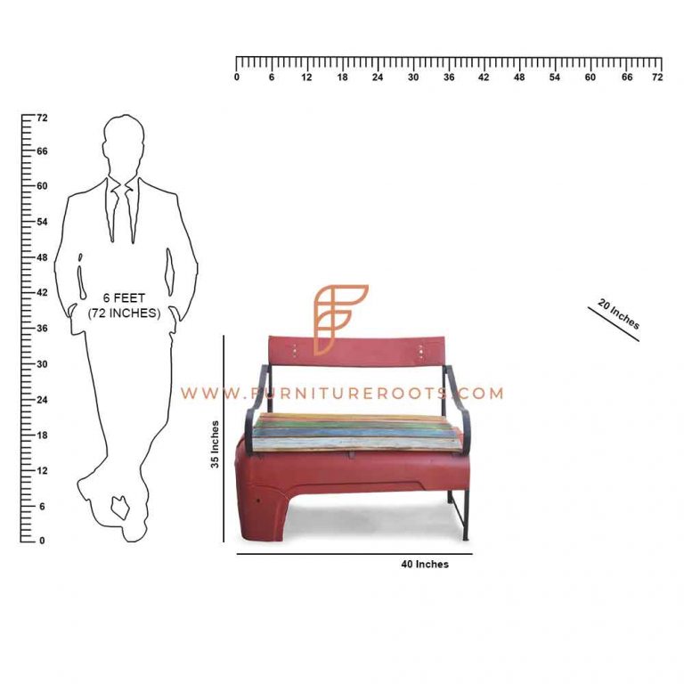 Buy FR Benches Series Indian Tractor Repurposed as Bench with Reclaimed ...