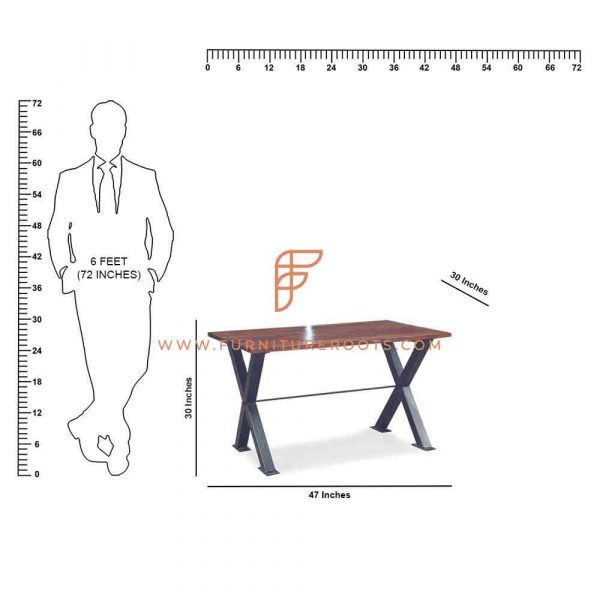 Buy FR Tables Series Industrial Dining Table with Lateral Cross Leg ...
